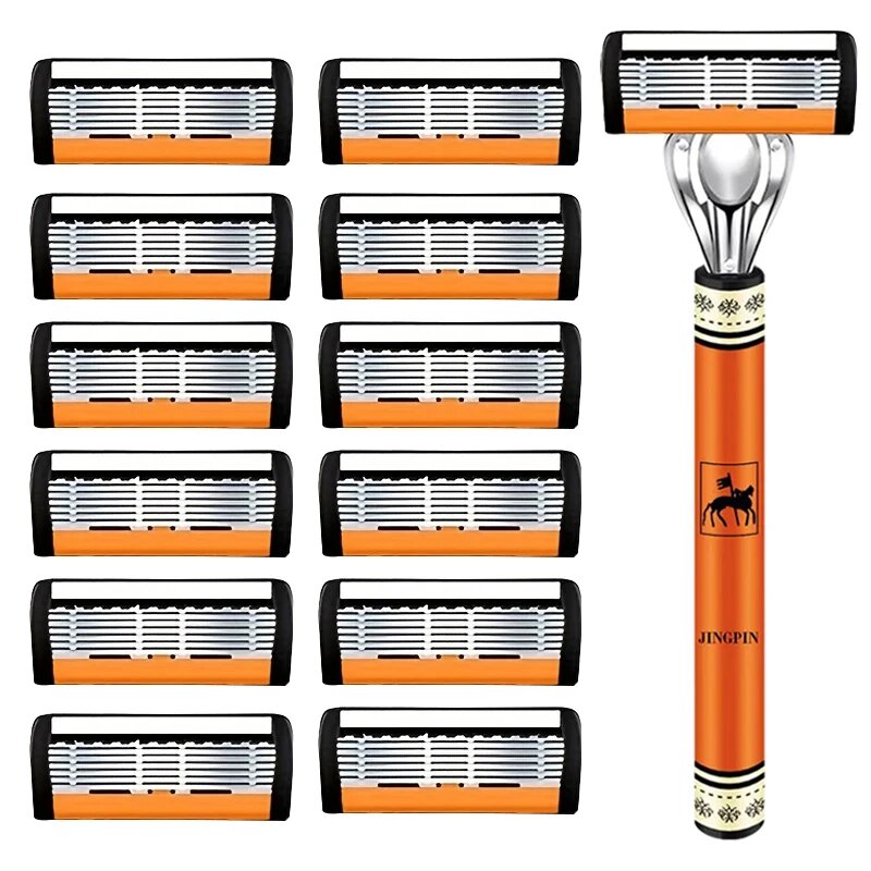Бритва из нержавеющей стали 6-слойная мужская 1 handle 12blades