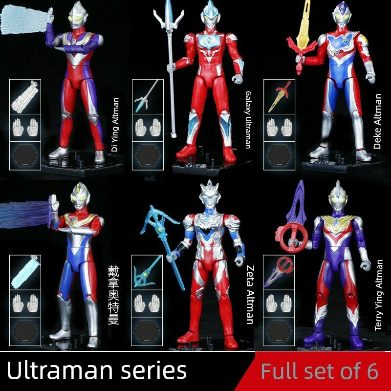 Новые оригинальные игрушки Ультрамен: мягкие пластиковые подвижные фигурки, полный набор, включая Zero и Digga, для