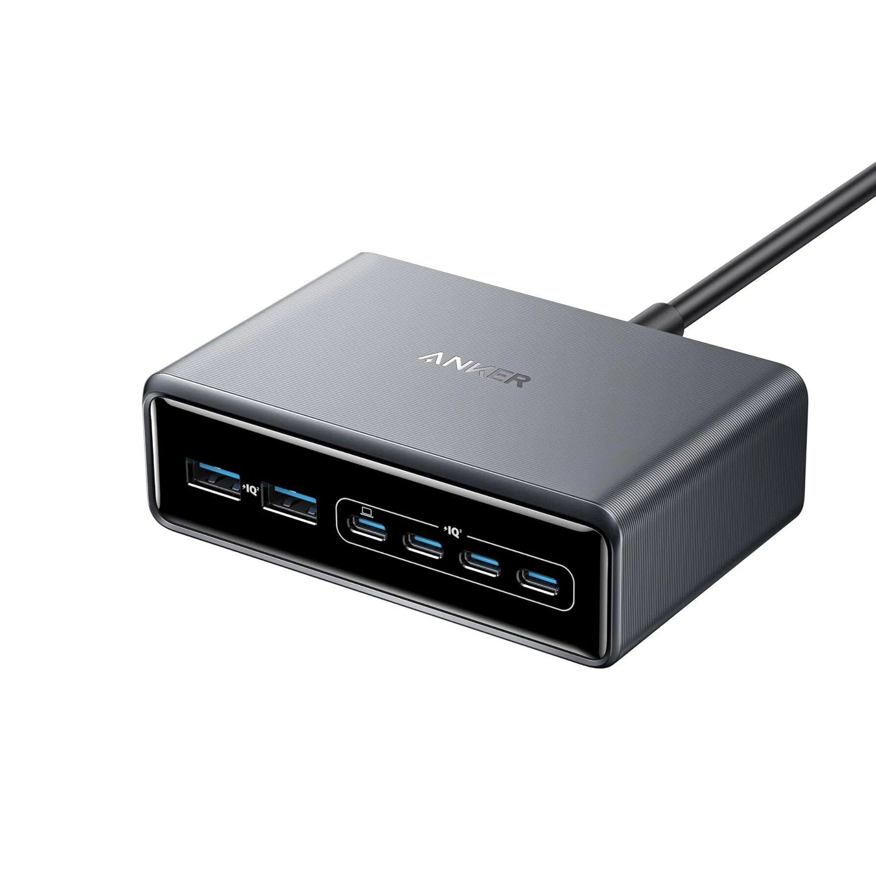 Зарядное устройство Anker Prime, зарядная станция GaN Prime USB C мощностью 250 Вт, сверхбыстрый 6-портовый, 2,26-дюймовый ЖК-дисплей и интеллектуальный циферблат управления