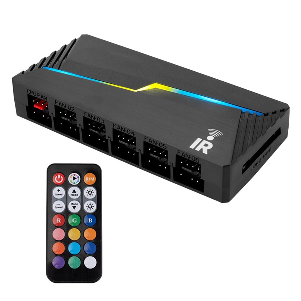 Адаптер для 12 вентиляторов с 5V 3Pin ARGB и 4Pin PWM, ударопрочный корпус из ABS для подключения нескольких устройств