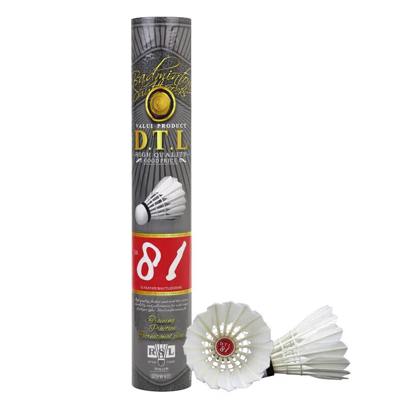 RSL Badminton Shuttlecocks Training Practice Competition Badminton DTL-81, 12 Pieces Per Tube
