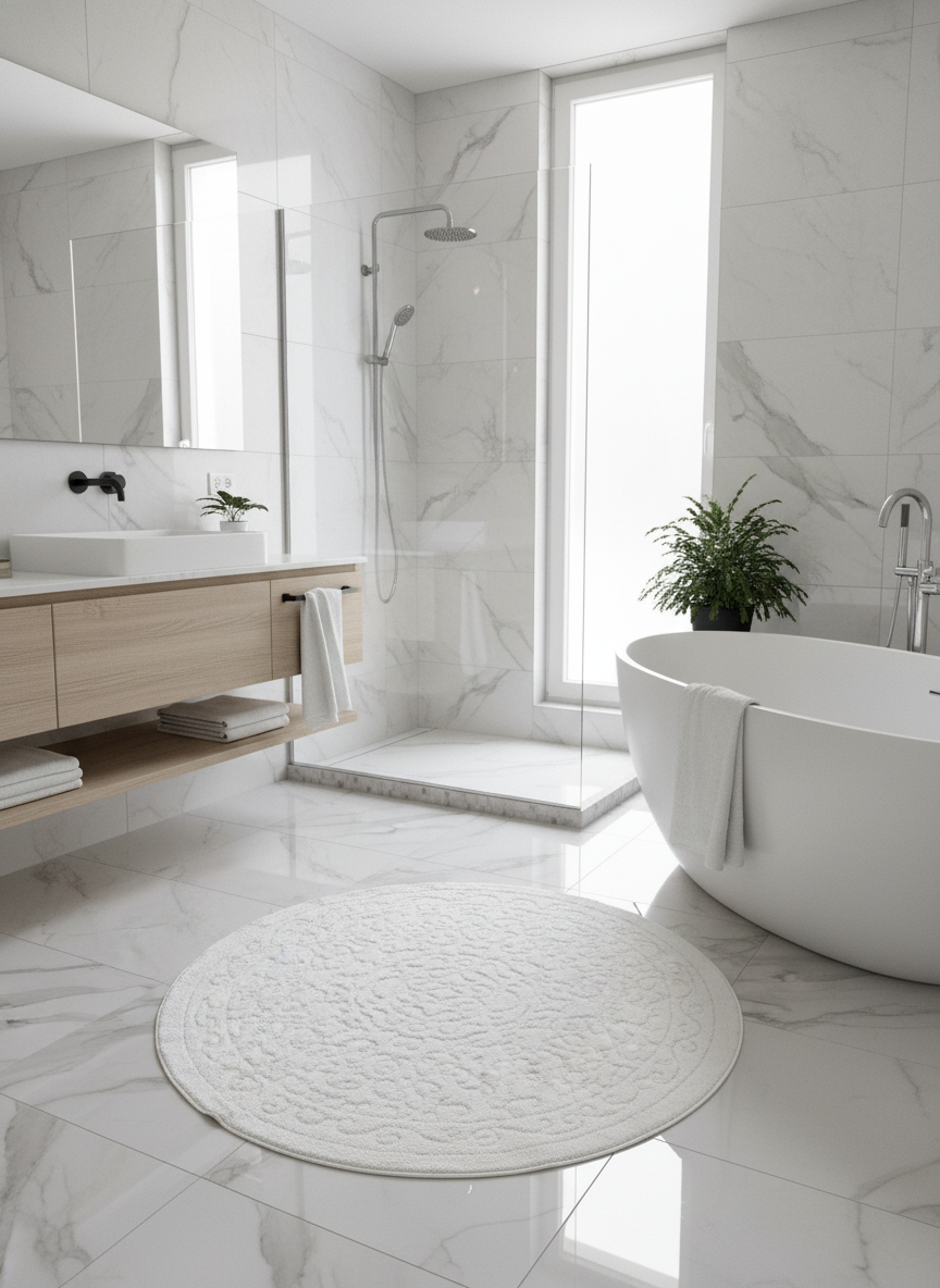 Коврик Natali's Carpets, для ванной и туалета, белый, 80x80 см, Турция