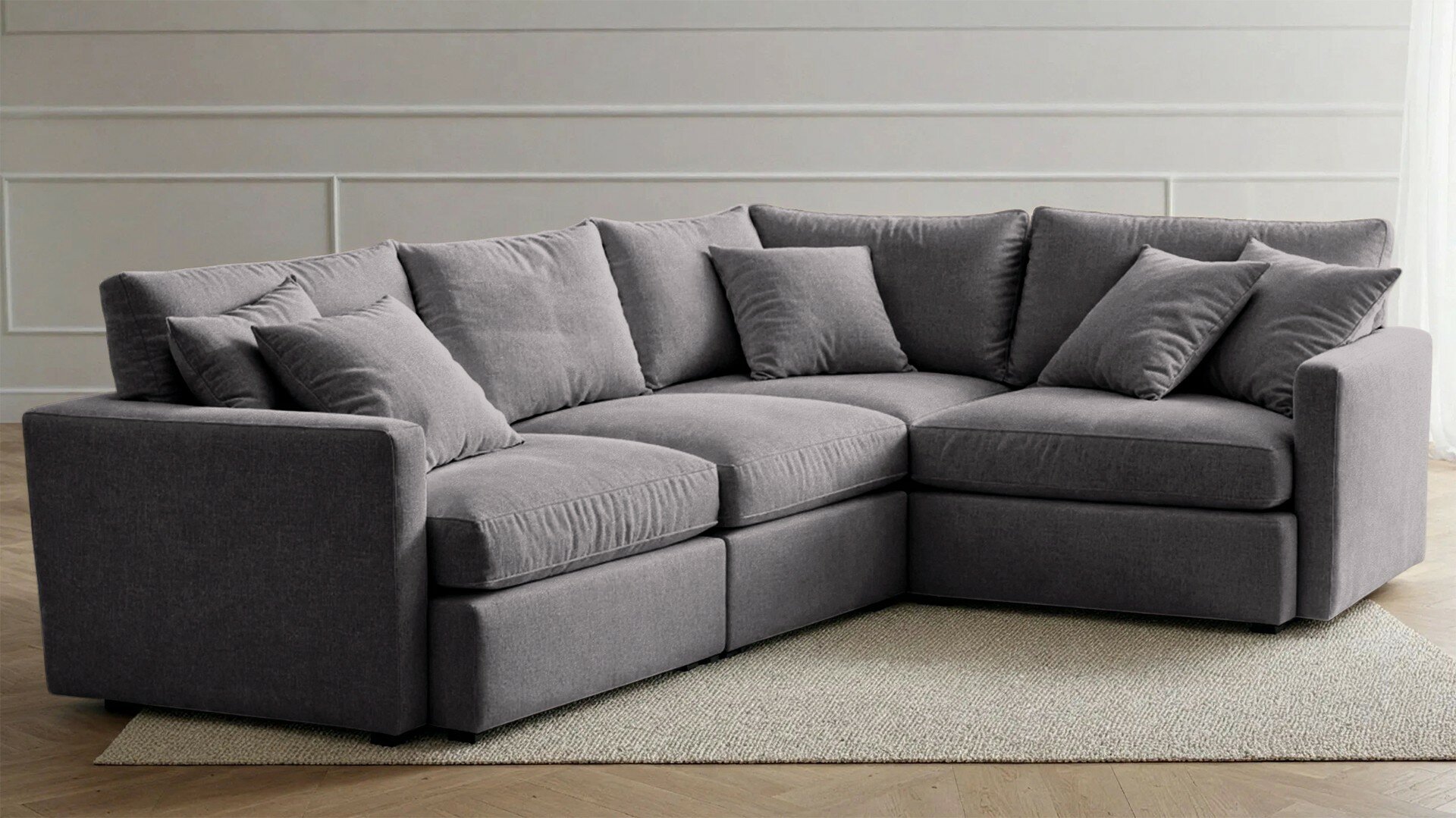 Угловой диван Стелф Velutto 19 NEW 290x185x90 см, коричневый Велютто, еврокнижка GOODFORM