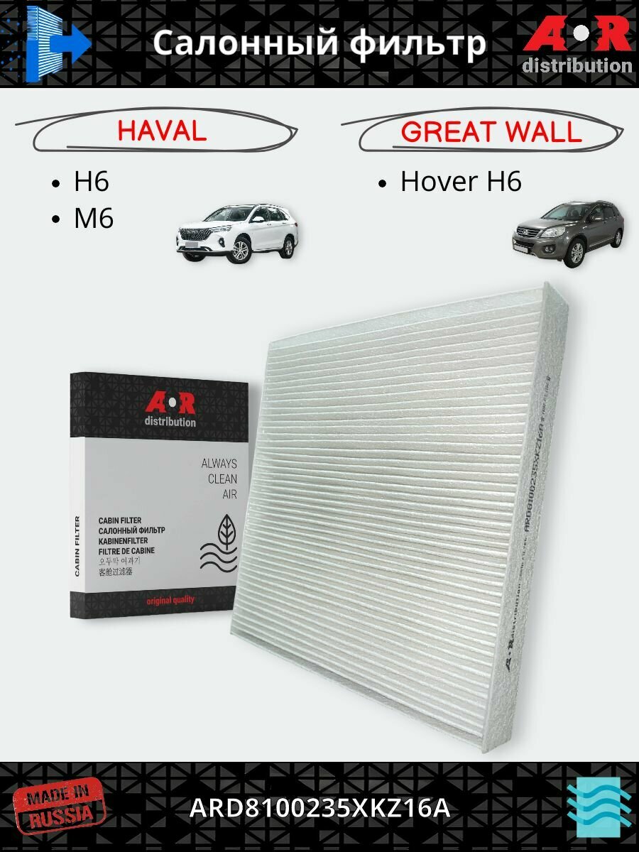 Салонный фильтр Haval M6/H6; Great Wall Hover H6; Хавал М6, Ховер H6 / 8100235XKZ16A