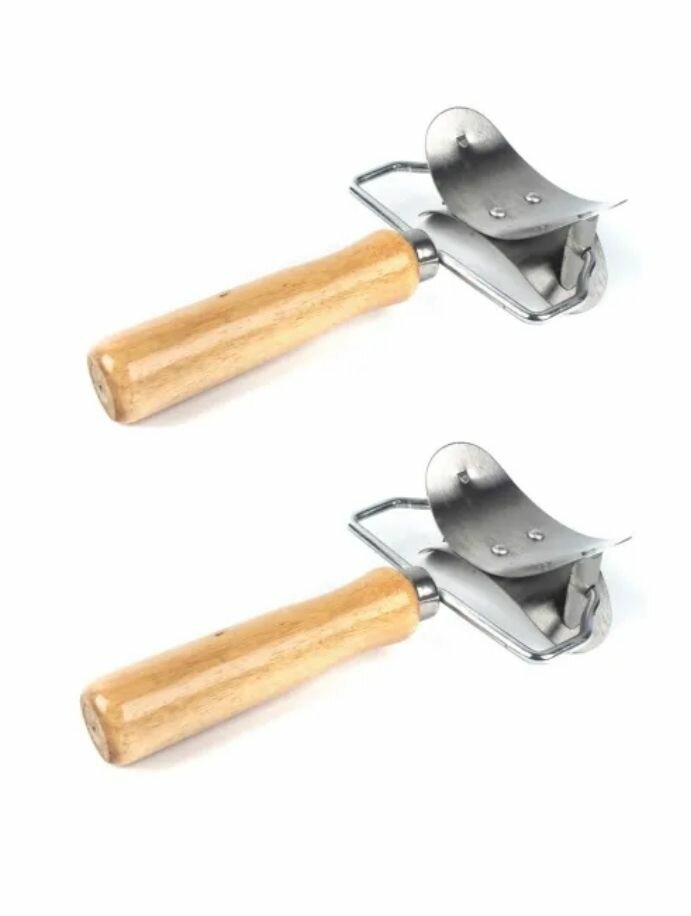 Ролик-пресс для вырезания кружков из теста металлический с деревянной ручкой 2 шт
