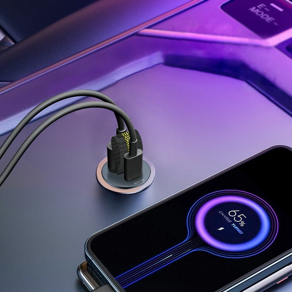 Автомобильное зарядное устройство QC3.0 + PD 30W с двумя портами (12-24V для авто/внедорожников)
