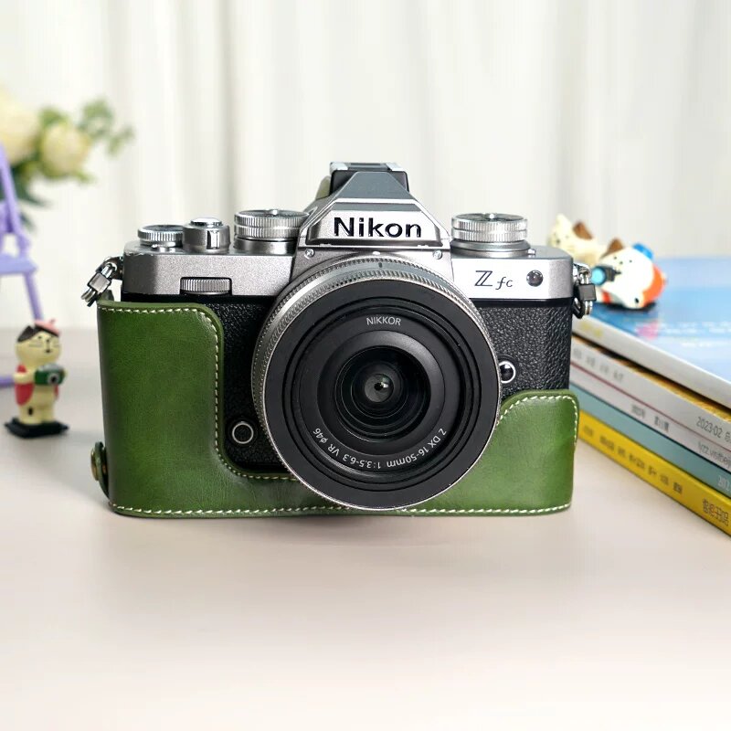 Зеленый кожаный подставочный чехол с съемной батареей для Nikon ZFC, легкий защитный чехол для фотосъемки