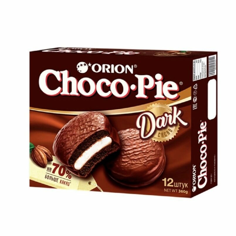 Orion Печенье Чоко пай Dark, 12 шт, 360 г, 1 уп.