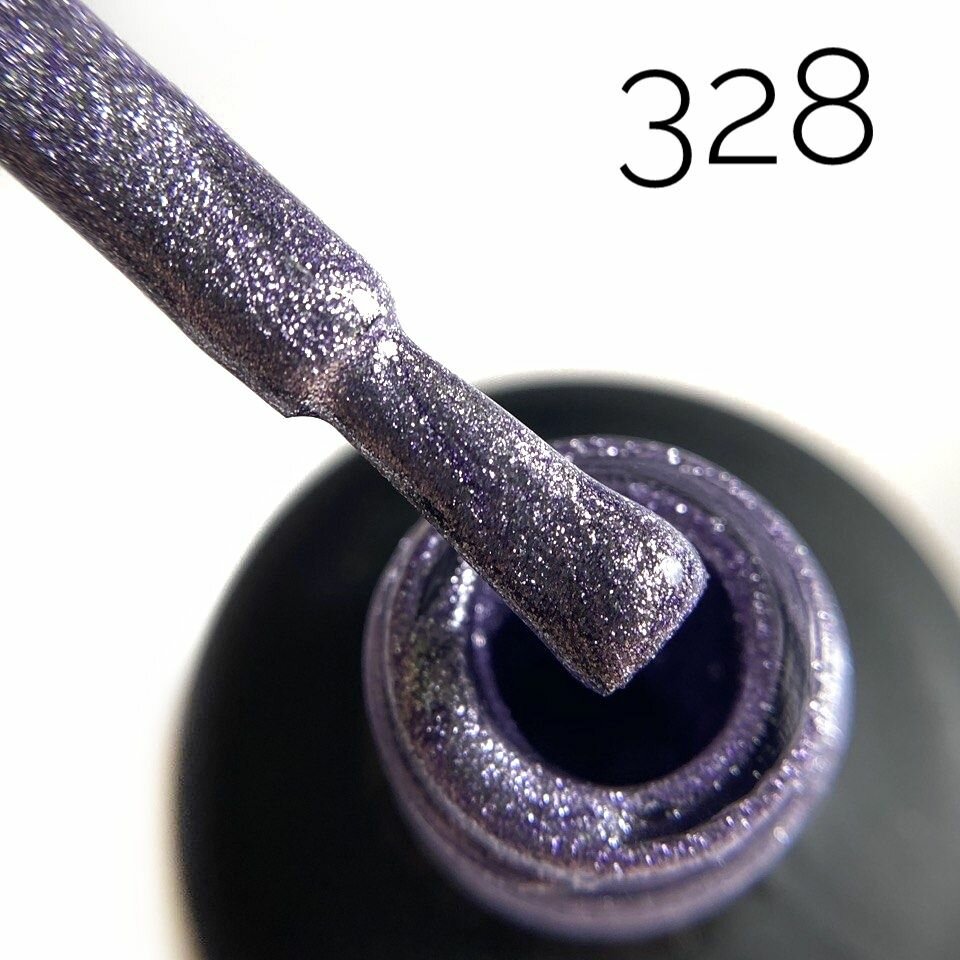 Sova De Luxe Гель-лак фиолетовый с шиммером, оттенок 328, 15мл.