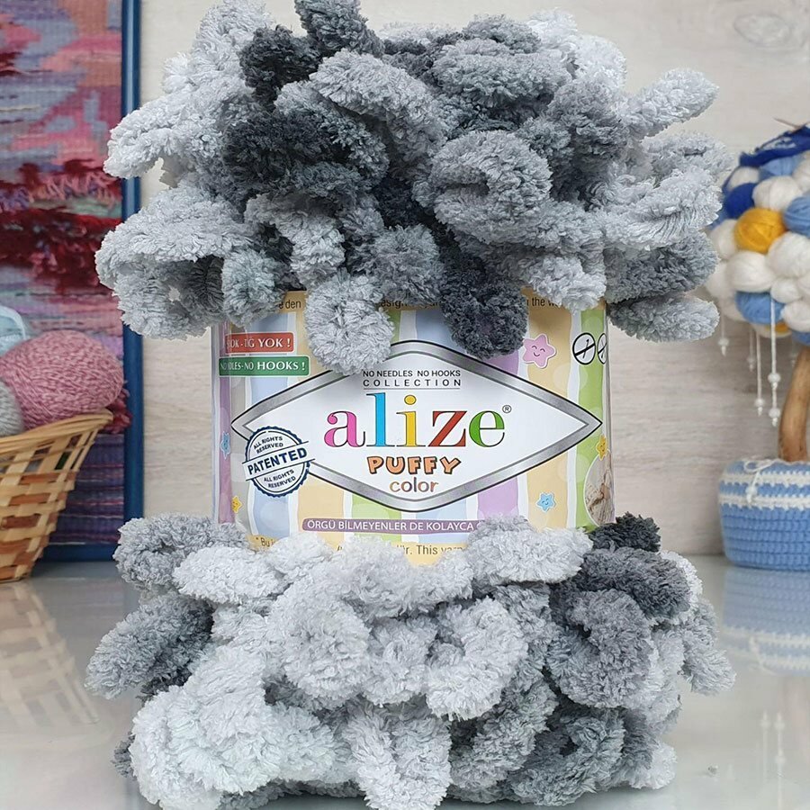 Пряжа Alize PUFFY COLOR 5882 принт (5 мотков)