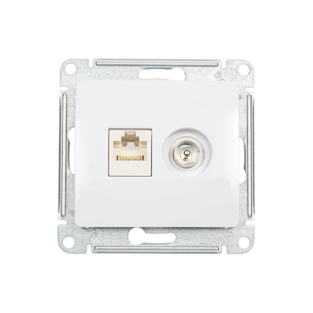 Розетка Systeme Electric Glossa белый TV+RJ45, кат.5E GSL000189
