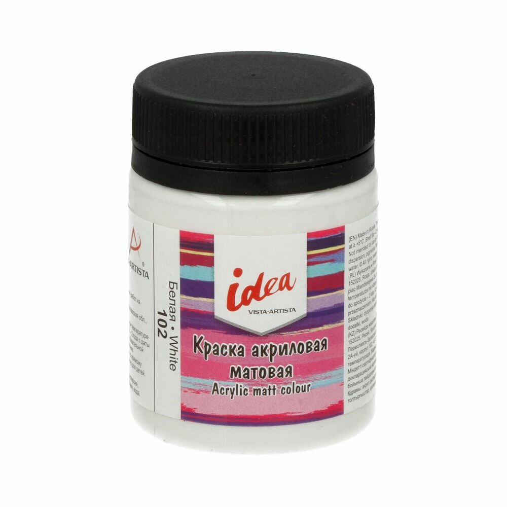 VISTA-ARTISTA idea краска акриловая для декора, матовая, 50 мл, 102 Белая (White), IMA-50