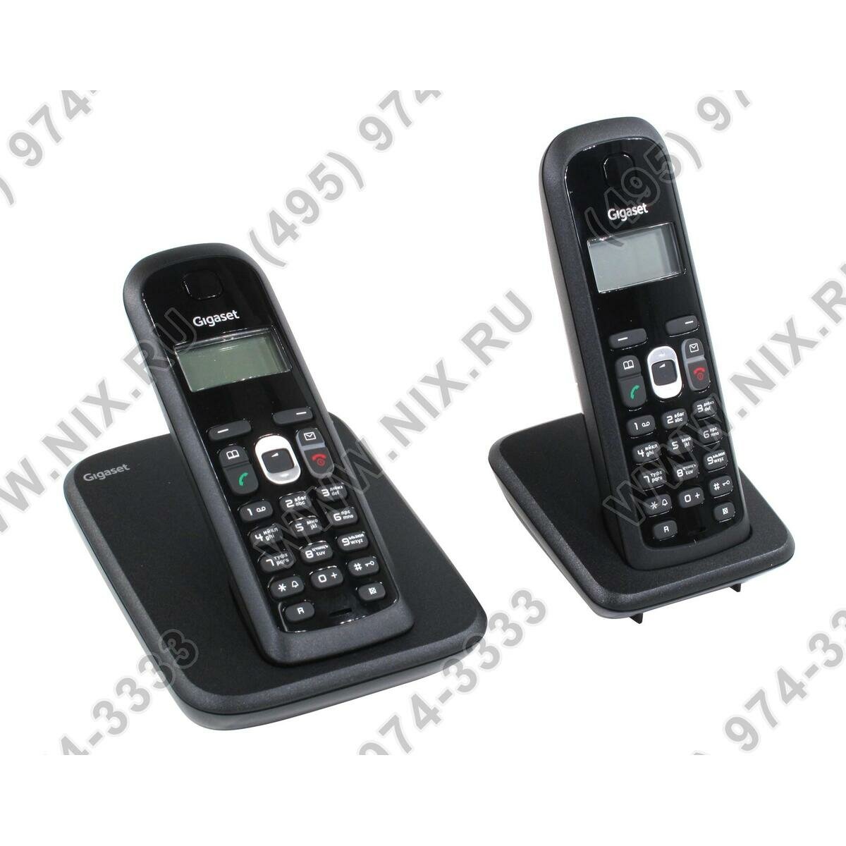 Радиотелефон Siemens Gigaset AS200 DUO, с двумя трубками, чёрный