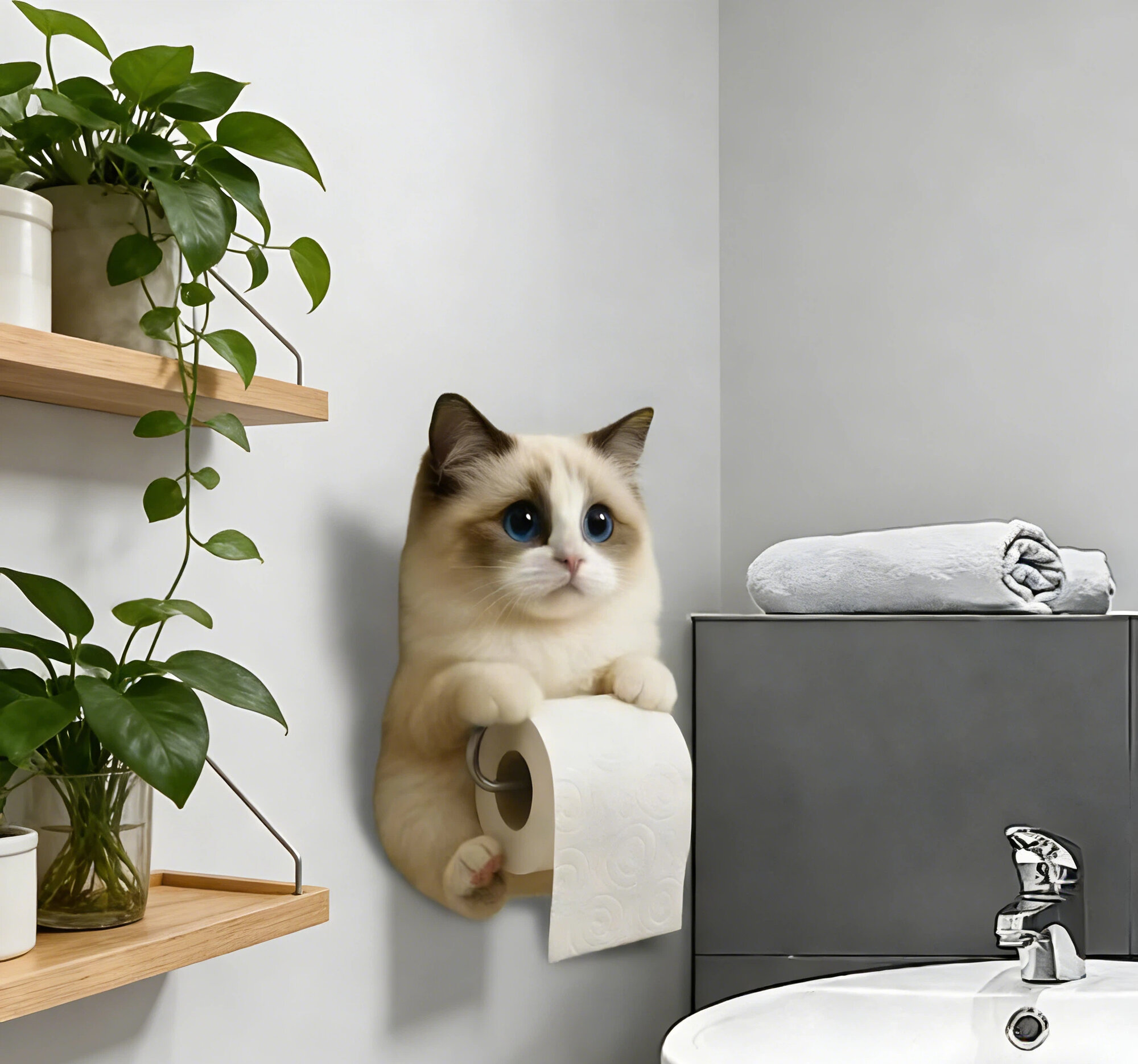 Оригинальный держатель для туалетной бумаги с фигуркой кошки, стильный декор для ванной комнаты из качественной смолы