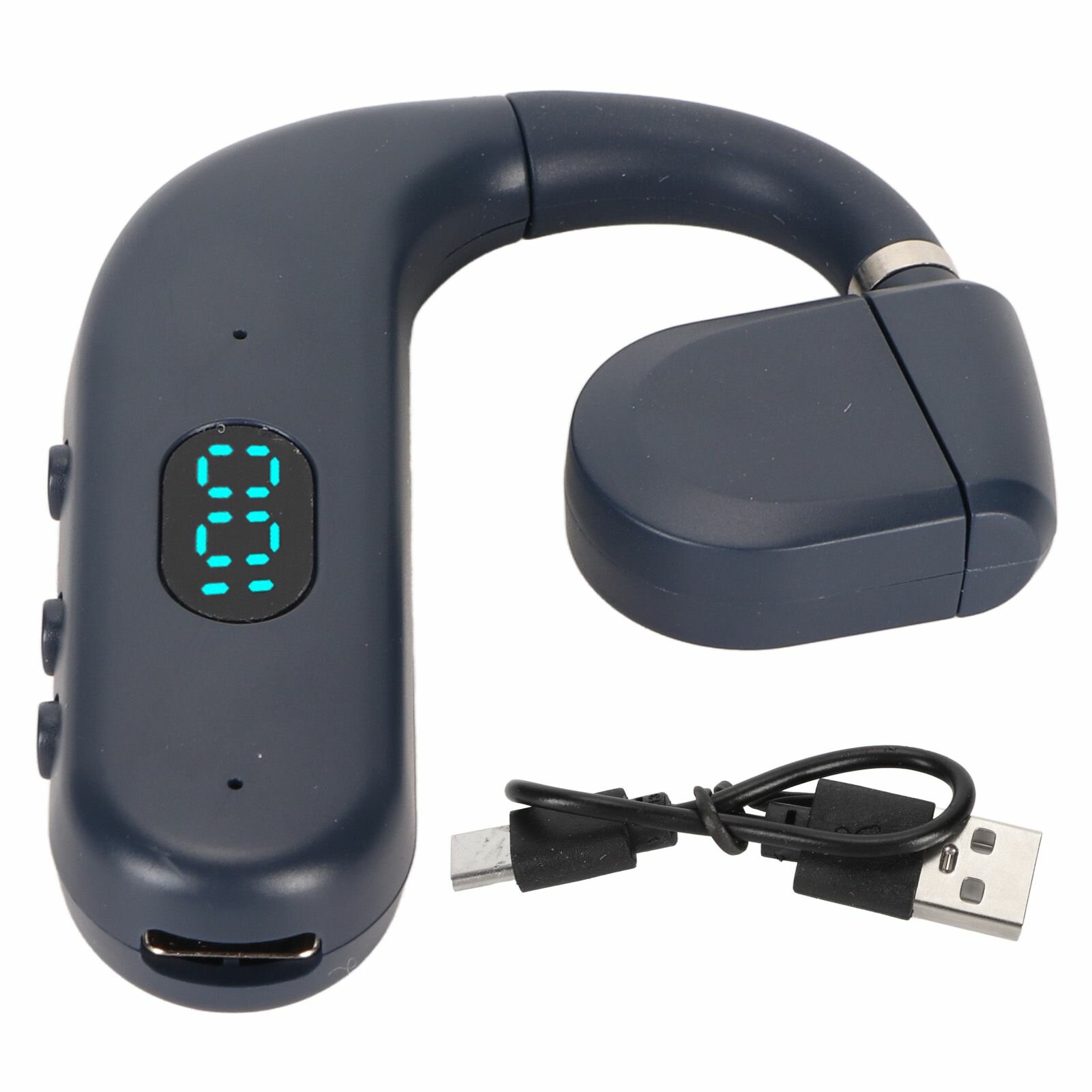 Bluetooth-гарнитура BT 5.3 с шумоподавлением HD-звонки Длительное время автономной работы Наушник с одним ухом для деловых спортивных игр Синий