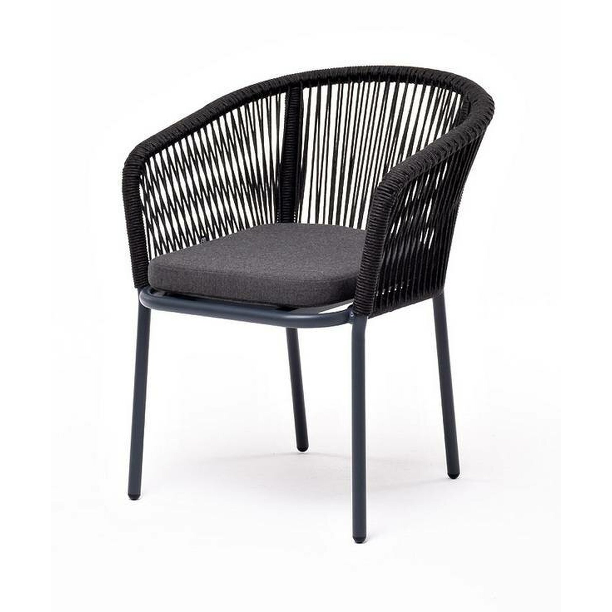 Стул 4SIS "Марсель", роуп/алюминий, темно-серый (RAL7024) муар/роуп темно-серый 027, 570×620×775