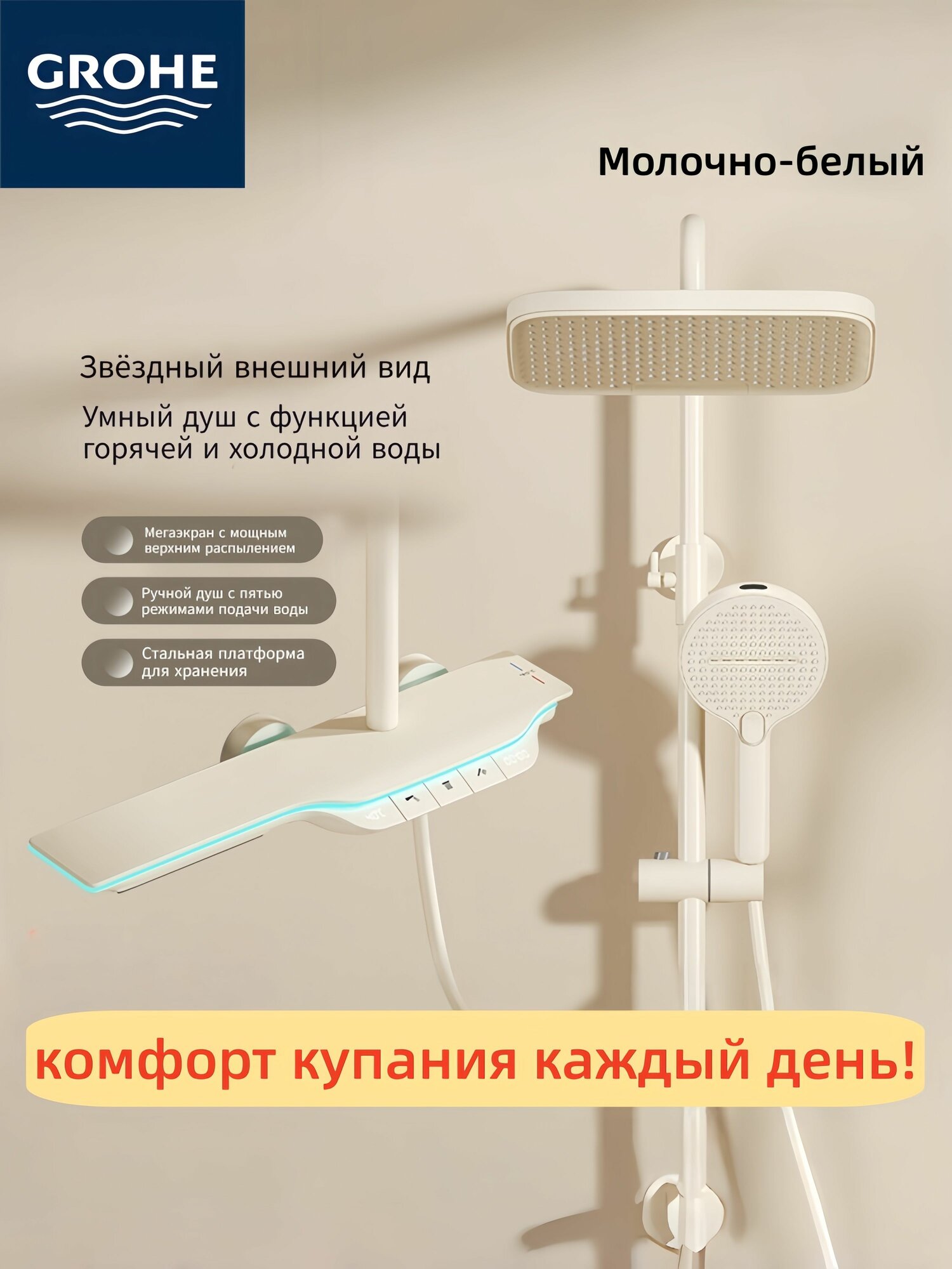 Душевой комплект Grohe с клавишами-пианино Удобство в каждом детале для дома
