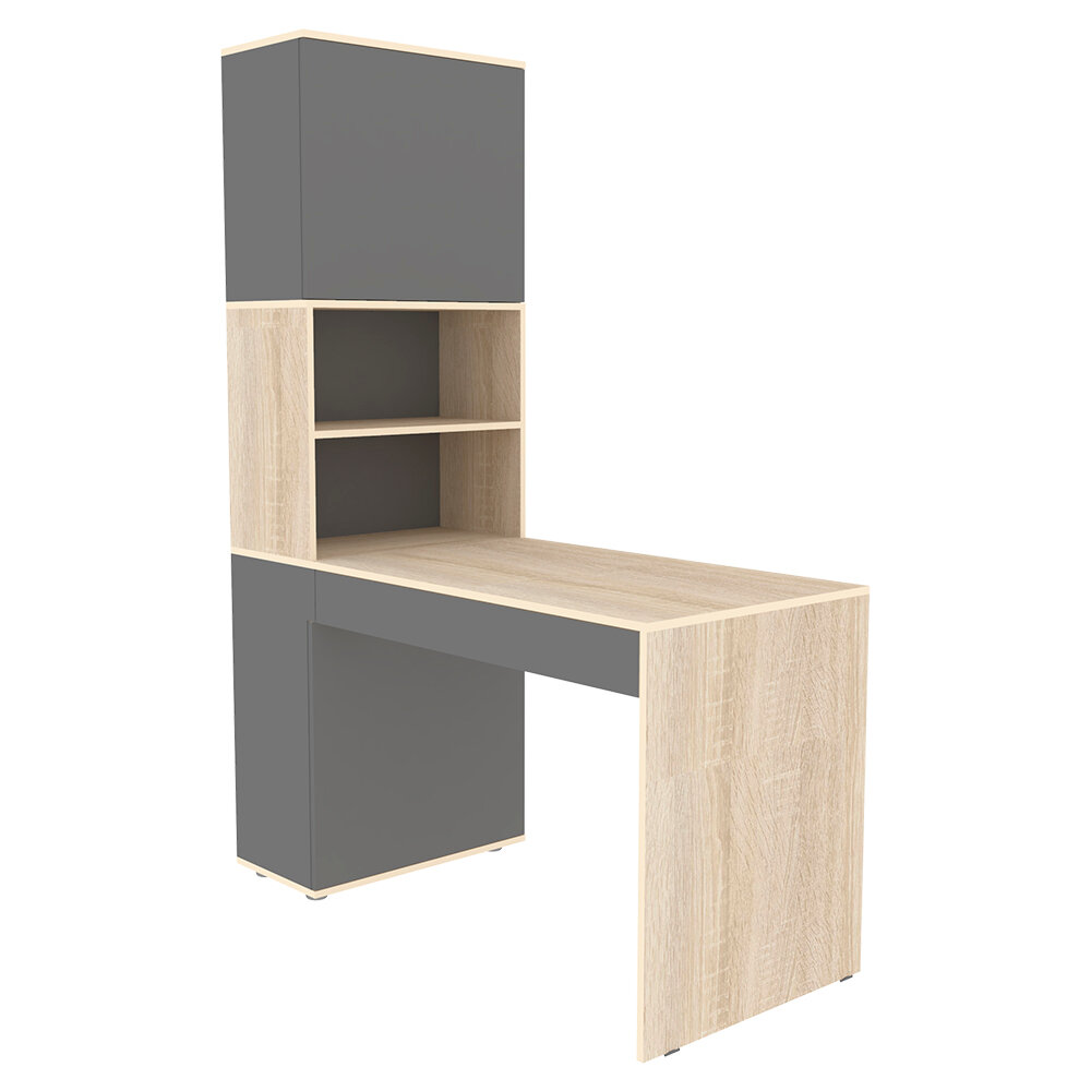Стол письменный со стеллажом 1330 Дуб Сонома Темно-серый