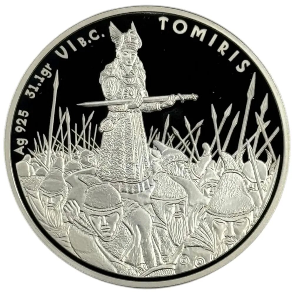 Казахстан 100 тенге 2010 г. (Великие полководцы - Томирис) (Proof) (Футляр, сертификат)