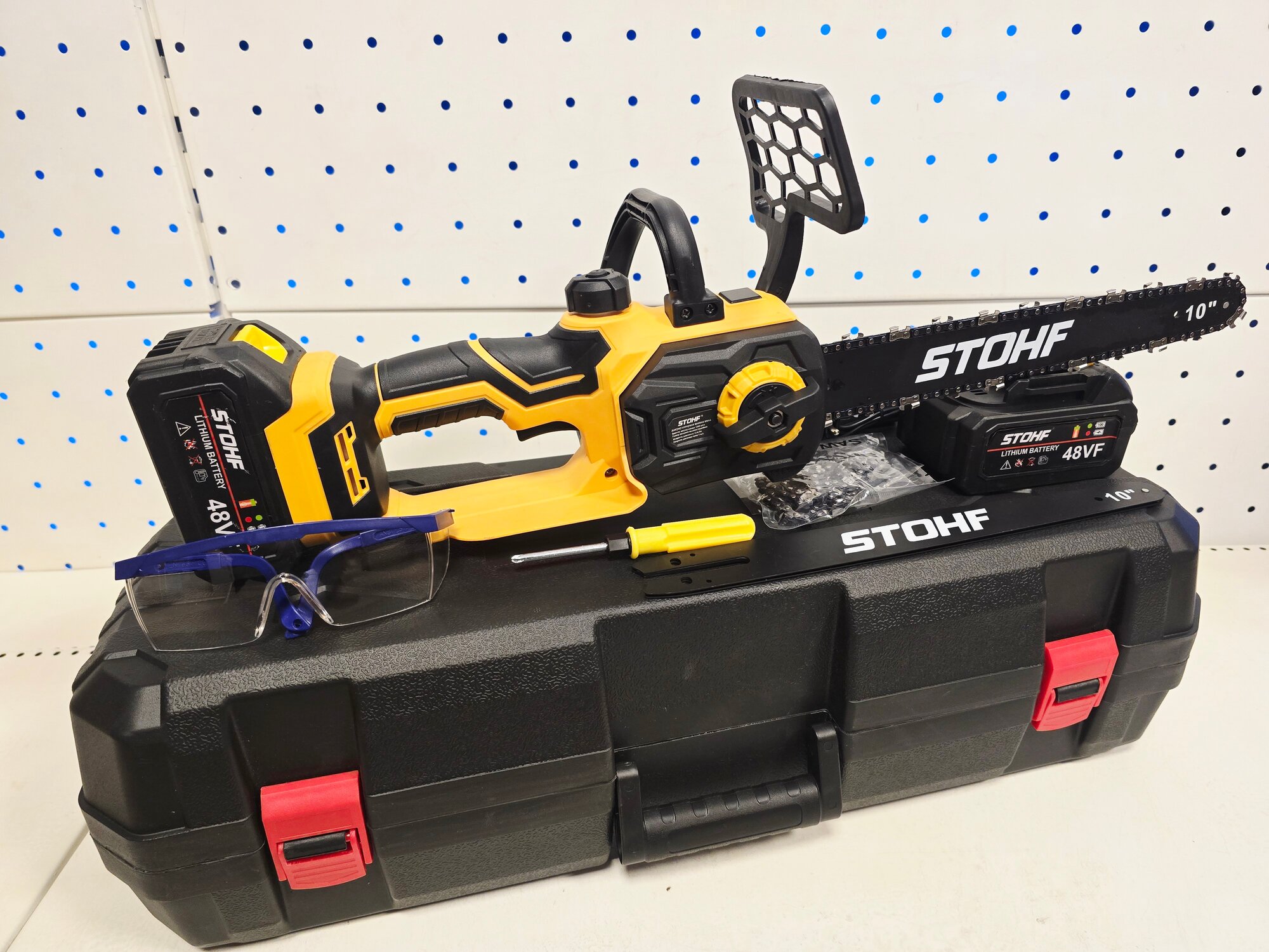 Аккумуляторная бесщёточная цепная пила для сада Stohf 21V, 2x3Ач, шина 25см, в кейсе, 2шины/2цепи в комплекте