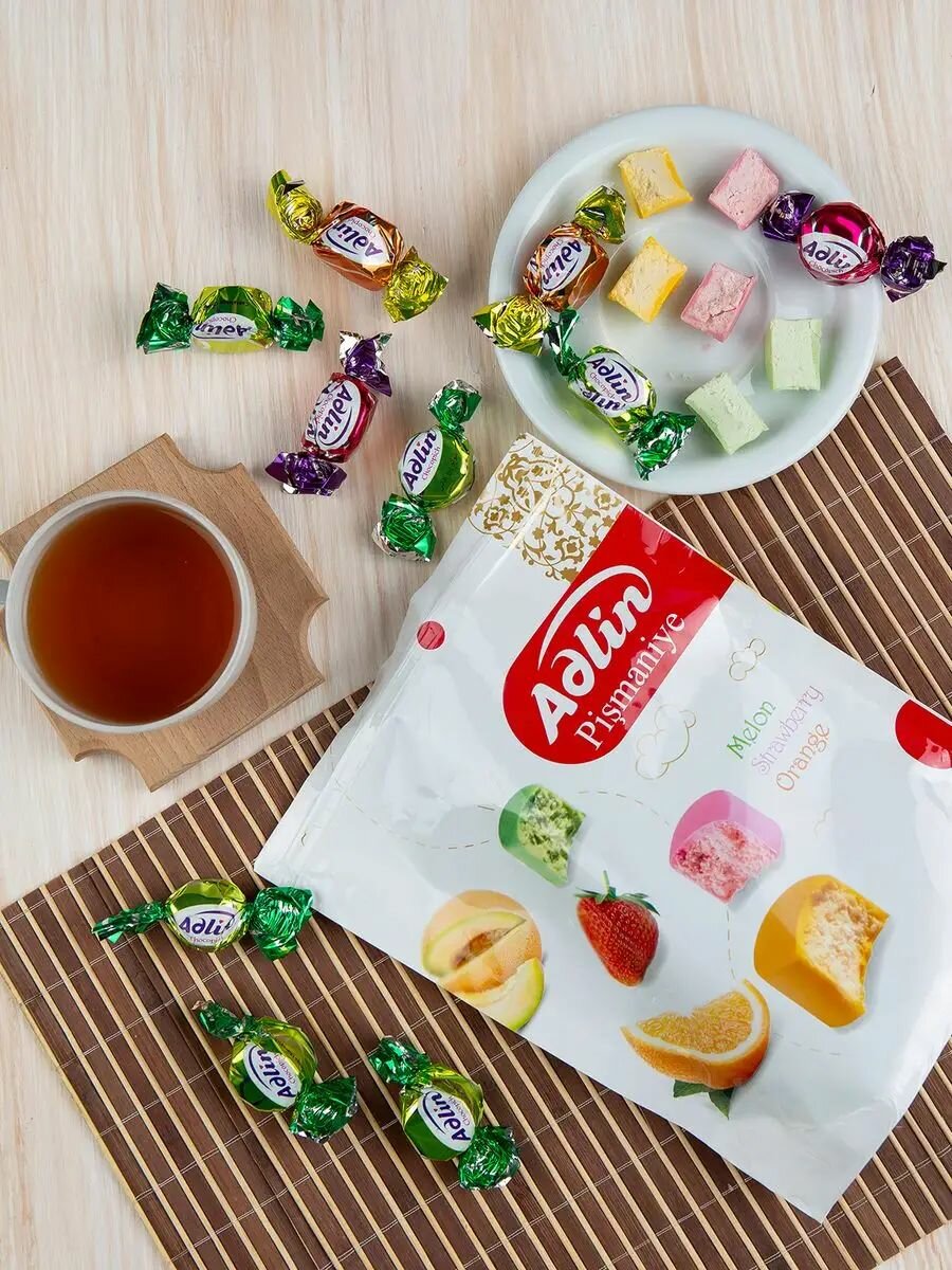 Конфеты HAJABDOLLAH из пишмание ассорти со вкусом дыни/клубники/апельсина "Adlin" 350г