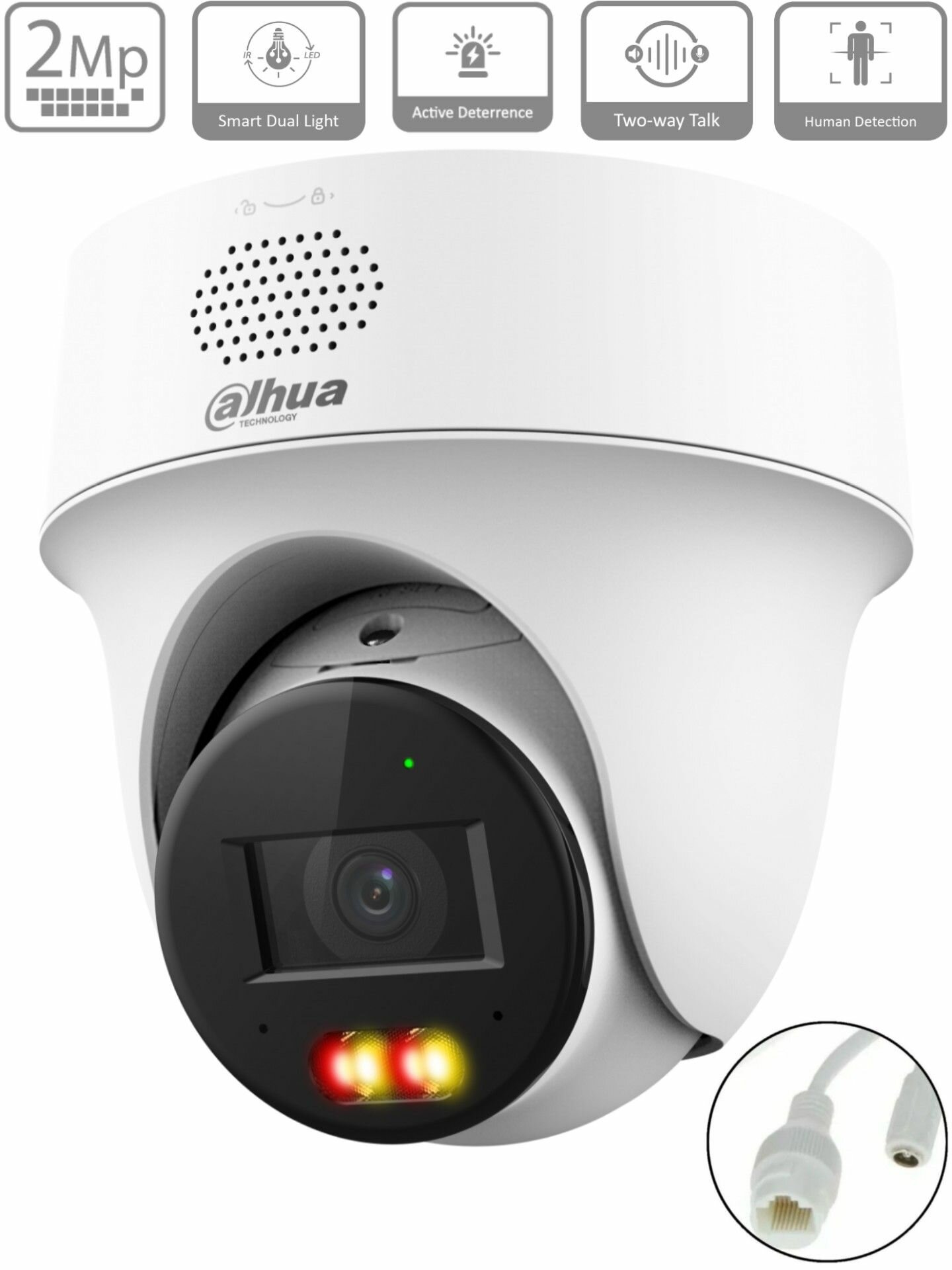 Dahua DH-IPC-PT1239HP-PV-0280B Мини PT IP видеокамера с ИК подсветкой до 30м и LED подсветкой до 30м