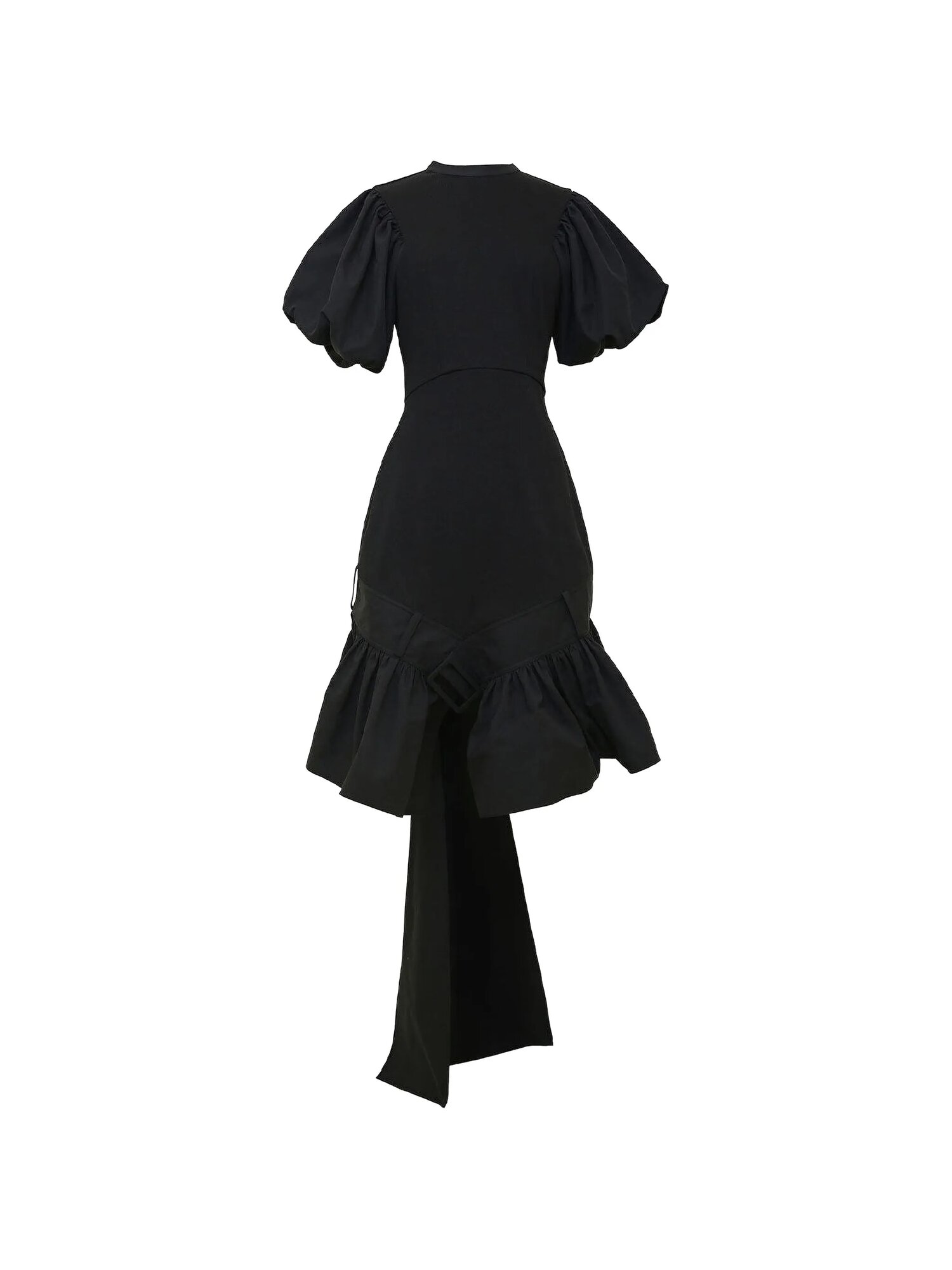 Платье Ruffled puff-sleeve midi dress