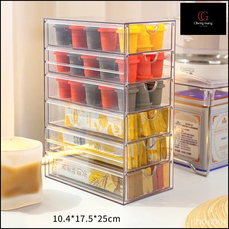 Эксклюзивный органайзертрансформер с шестью ярусами и выдвижными контейнерами для чая и кофе