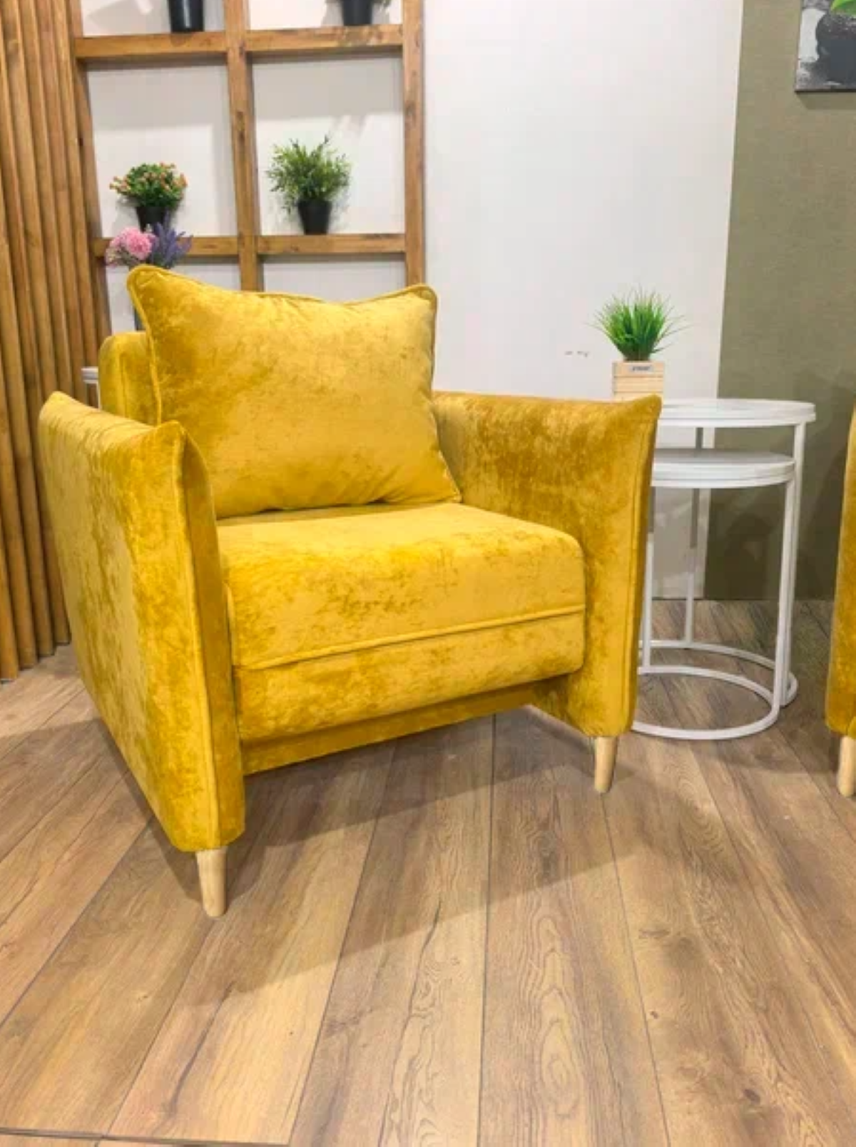 Кресло кровать раскладное с мягким подлокотником, с ящиком для белья, велюр