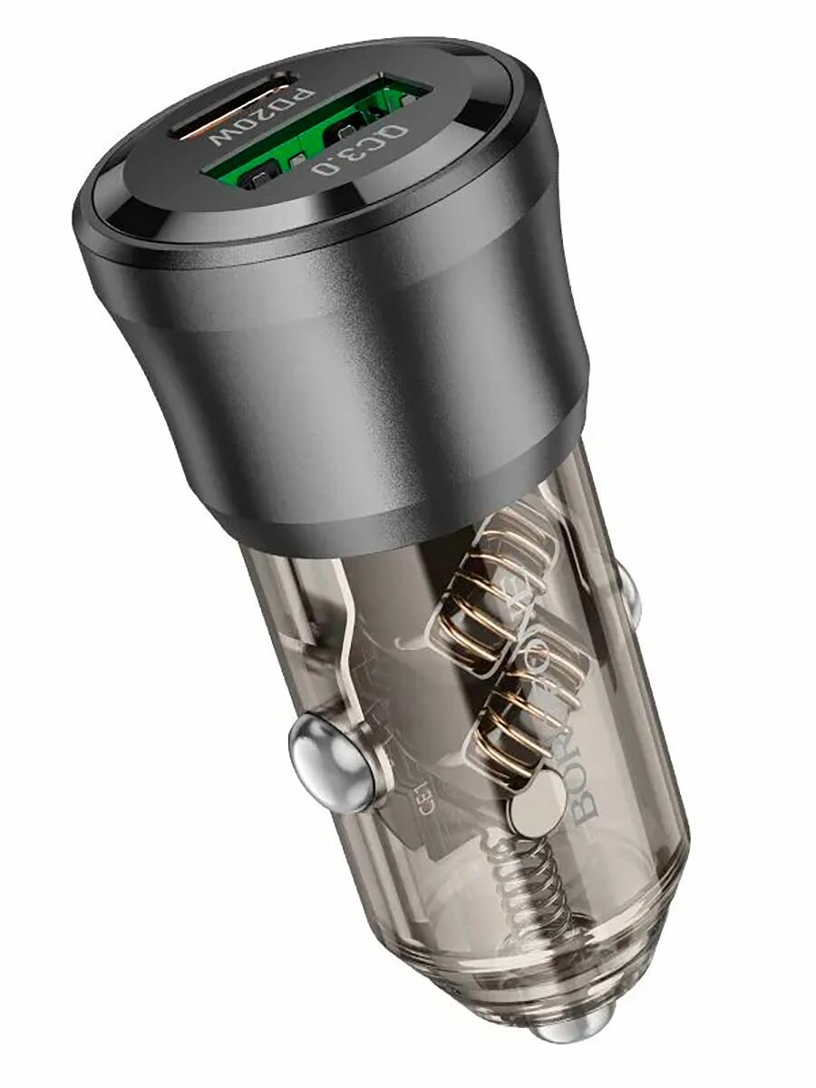 Автомобильное зарядное устройство Borofone BZ25 38W (PD20W + QC3.0), черный / быстрая зарядка в прикуриватель