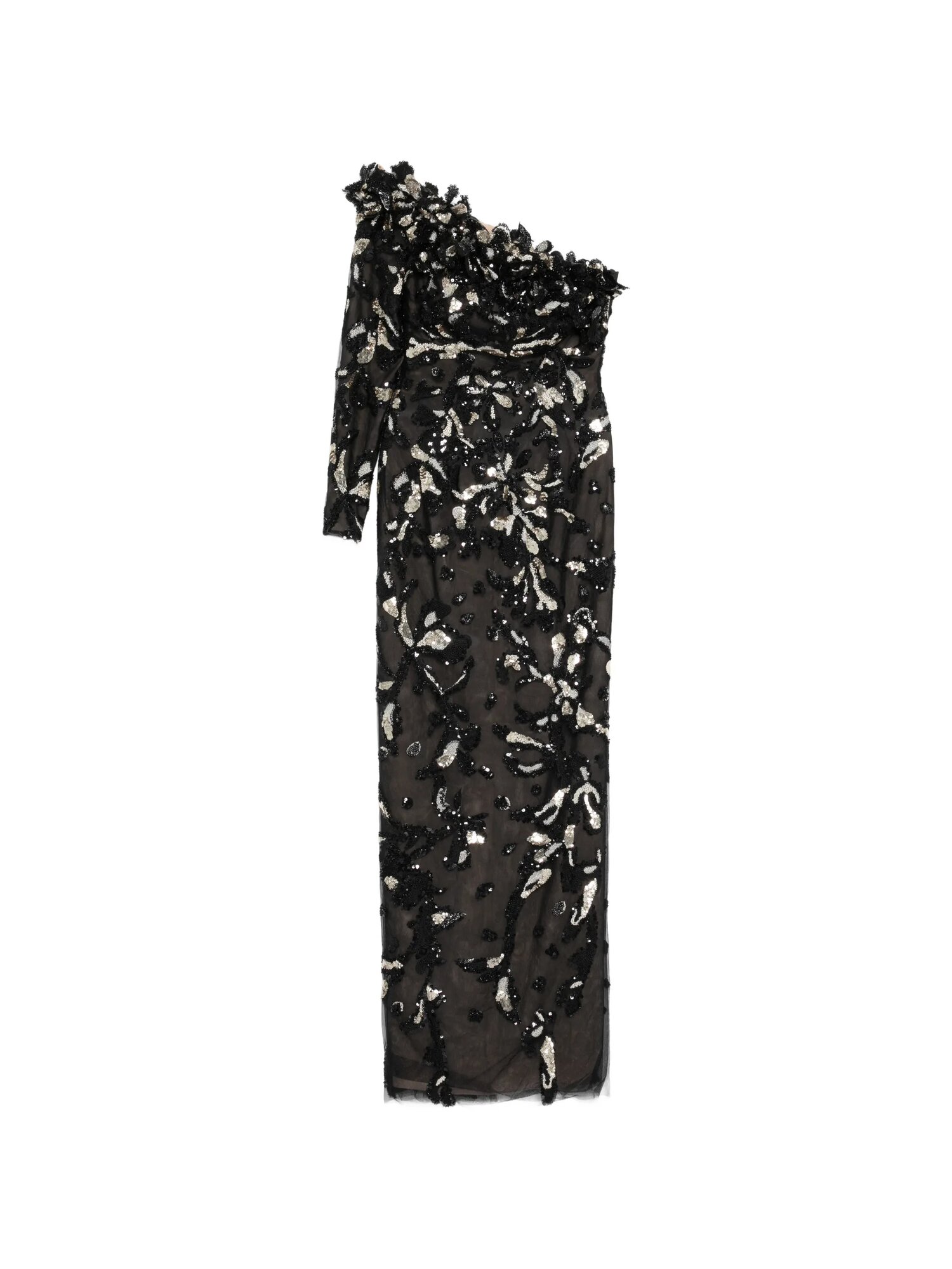 Платье One-shoulder embroidered tulle dress