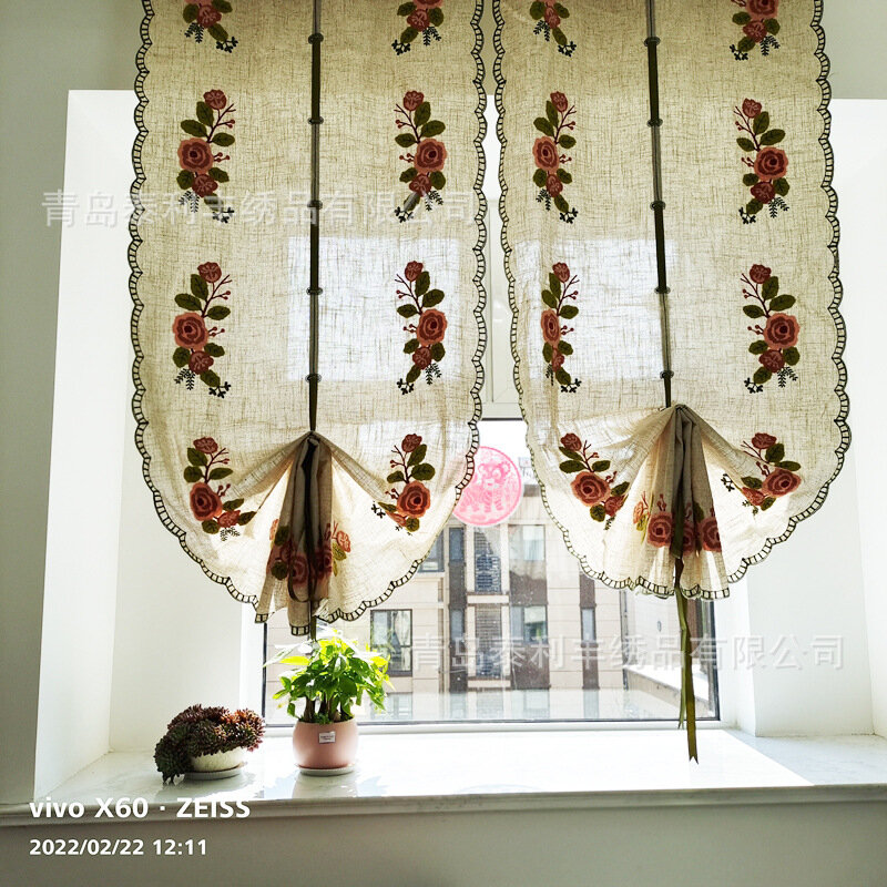 Цветочные вышитые ткани для штор, прозрачные шторы, подтягивающиеся шторы, шторы-шары, производитель оконных штор, дропшиппинг одной штуки