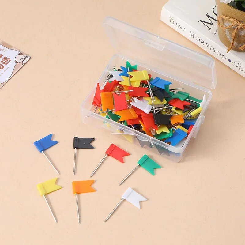 Набор Из 100 Флажков С Металлическими Подставками Для Отметок На Географических Картах И Плакатах