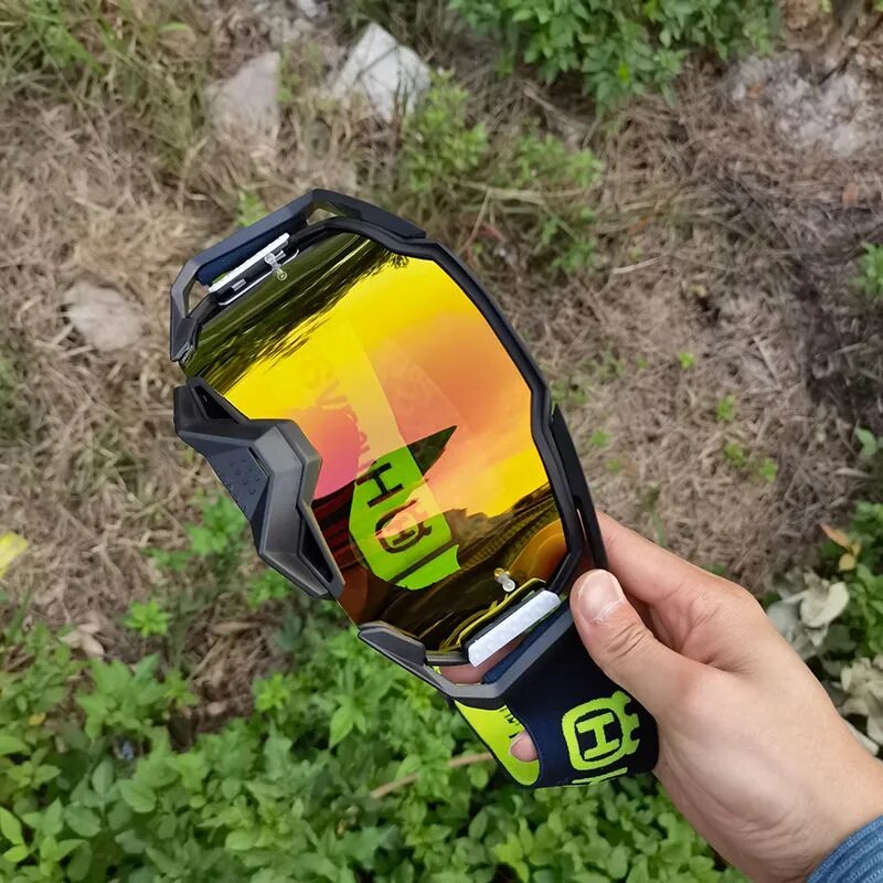 Мотоочки HUSQVARNA, голубой, горчичный, желтый, унисекс, для бездорожья, поликарбонат, пластик