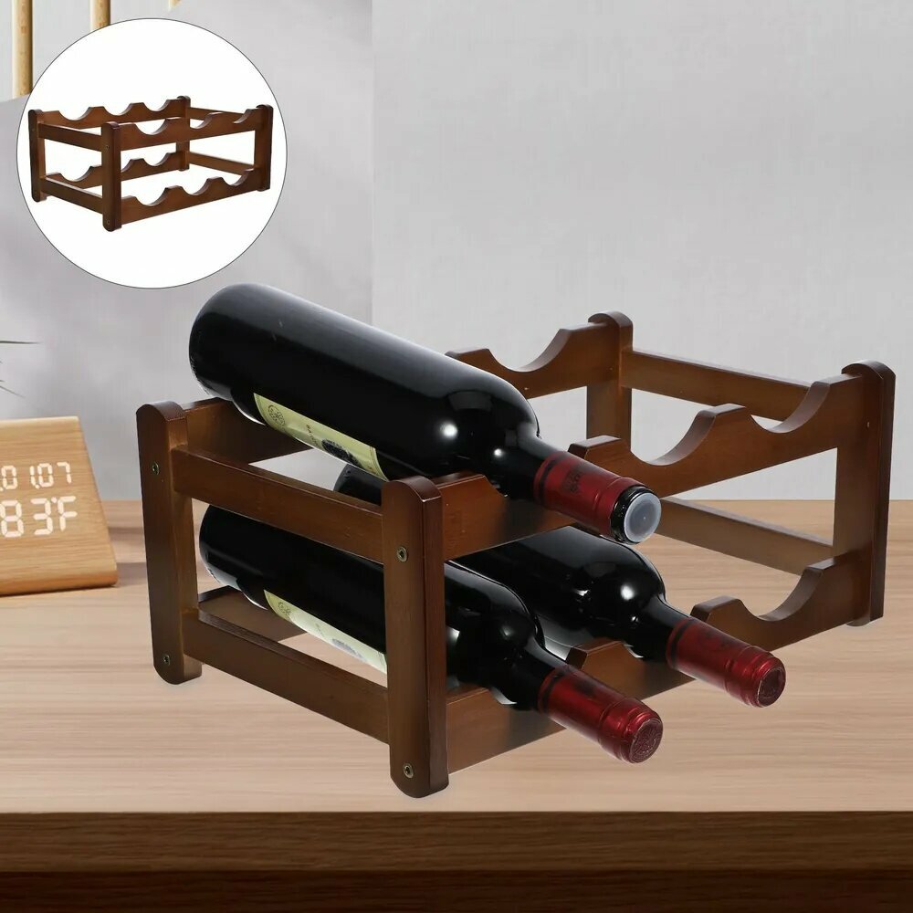1 Набор Подставок Для Вина, Из Бамбука, Настольное Хранение И Удобный Доступ