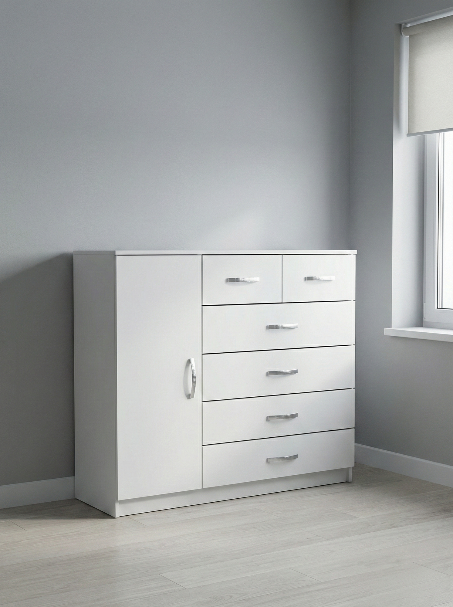 Комод Капри-10 с 6 ящиками и дверью, ШхГхВ: 121х43х101 см, белый