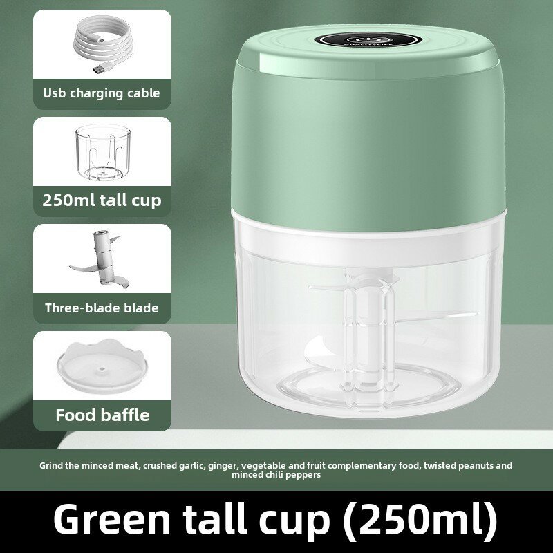 Кросс-бордерный мини беспроводной электрический дробилка чеснока глина чеснока машина очиститель чеснока пресс для чеснока кухня бытовой (пюре чеснока 250ML зеленый)