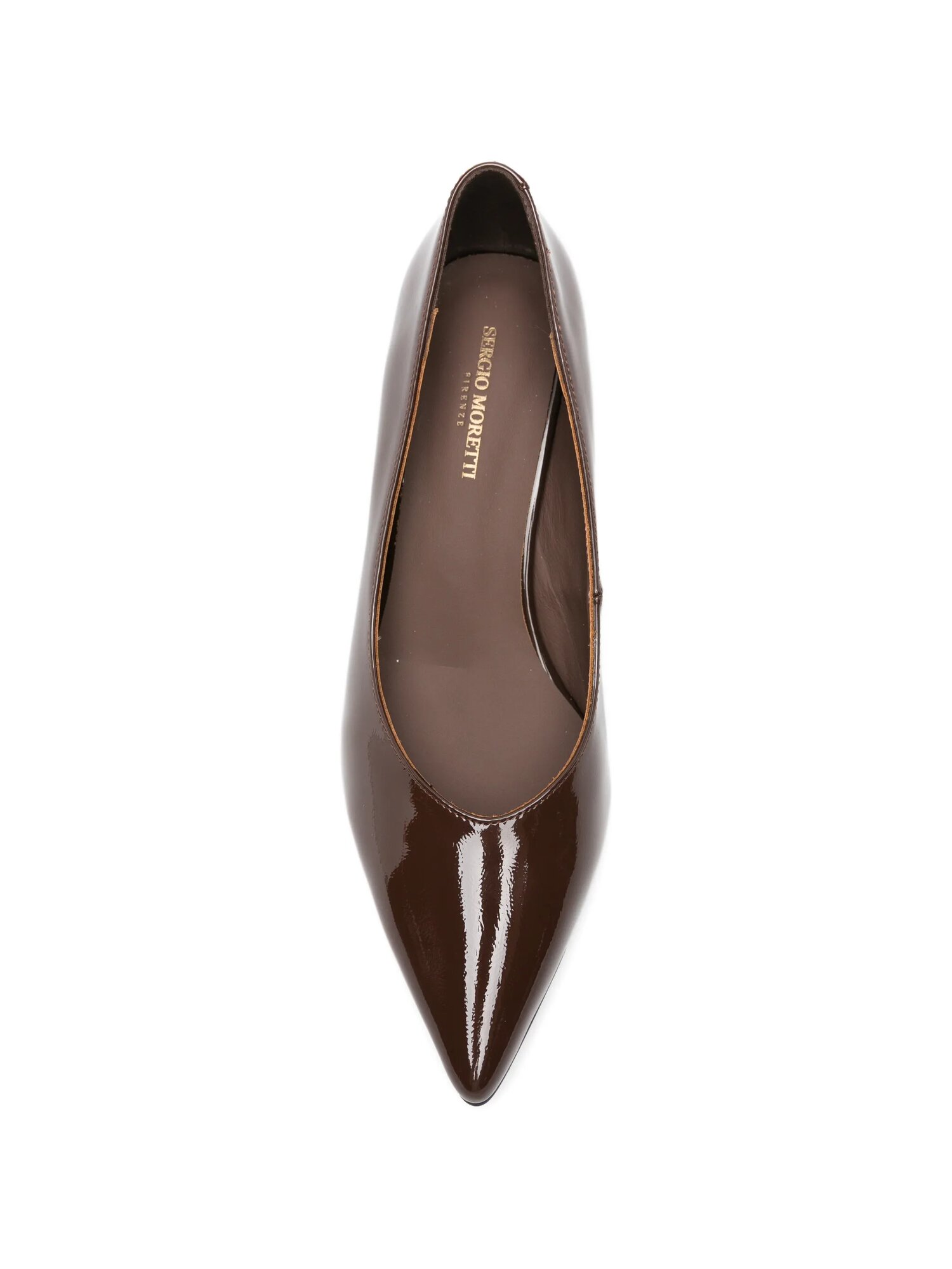 Туфли SERGIO MORETTI Patent-finish pointed-toe pumps, размер 38, brown — фото 1