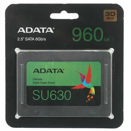 960 ГБ 2.5" SATA накопитель A-Data SU630 (ASU630SS-960GQ-R) - SATA, чтение - 520 Мбайт/сек, запись - 450 Мбайт/сек, 3D NAND, 4 бит QLC