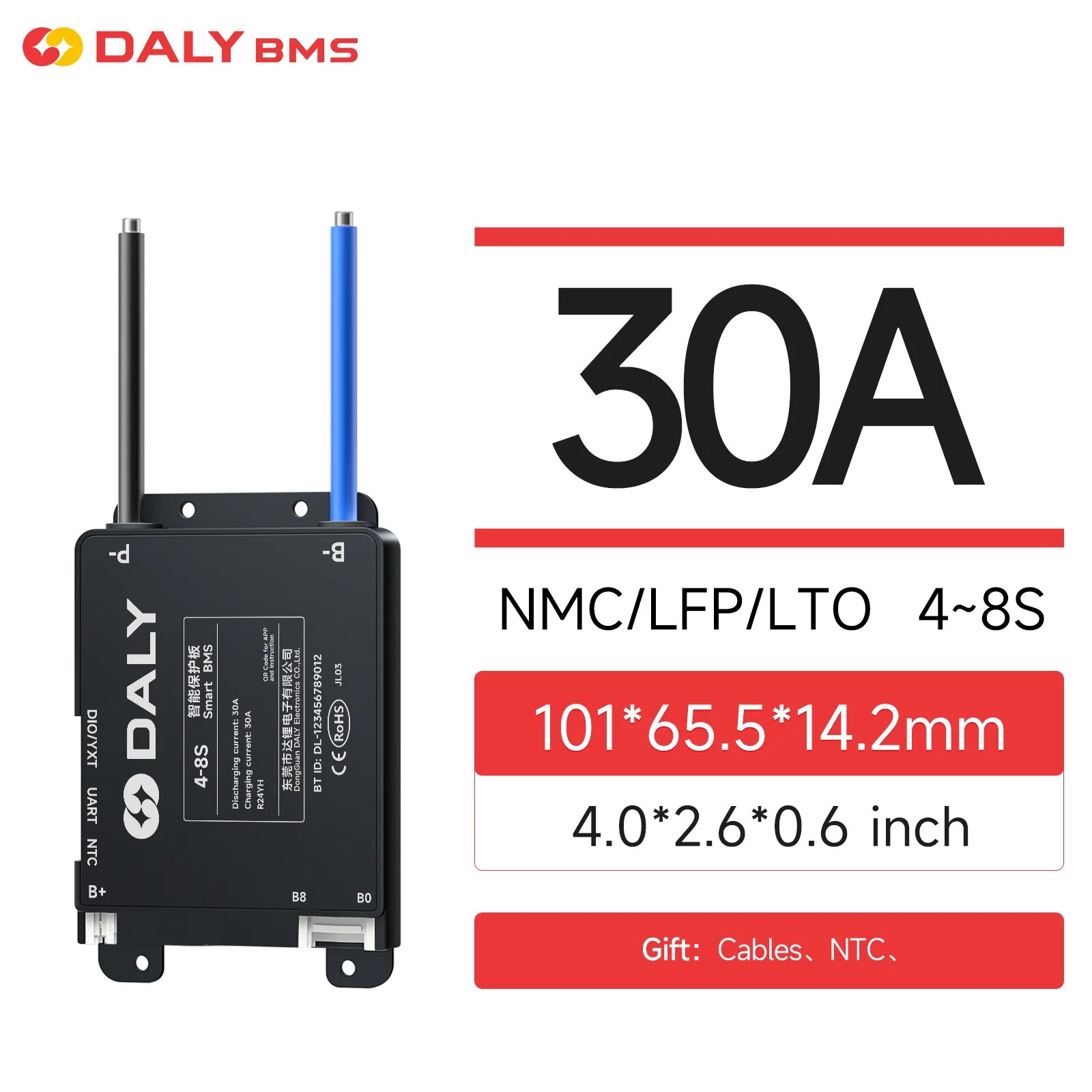 Daly BMS 30A 4-8S UART, NMC/LFP/LTO