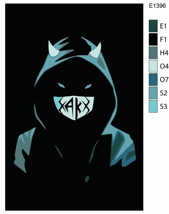 Детская картина по номерам E1396 "Стрит Арт. Демон в синем" 20x30