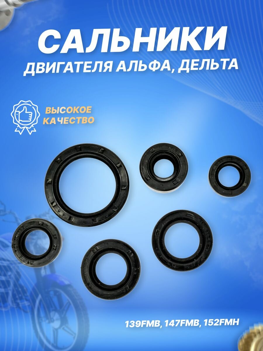 Сальники на мопед, питбайк Альфа, Дельта, Орион, ТТР 125 139FMB, 147FMB, 152FMH для двигателей 139FMB 147FMB 152FMH 125сс
