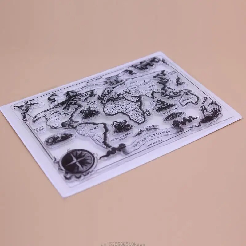 Retro World Map Clear Stamp Seal — фото 1