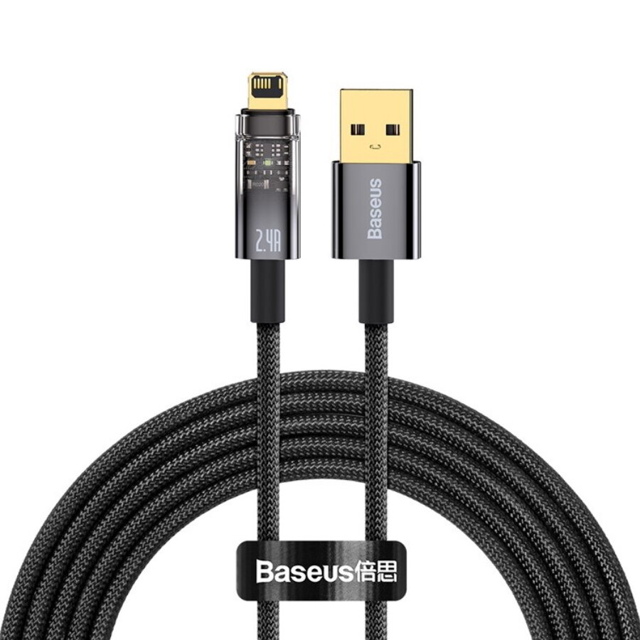 Кабель Baseus Explorer Series Auto Power-Off Fast Charging Data Cable USB to Lightning 2.4A 2m Black (CATS000501)