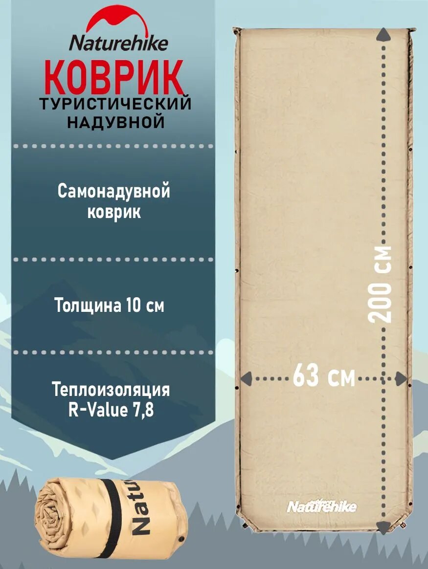 Коврик самонадувающийся туристический матрас Naturehike CNK2450WS020 D04
