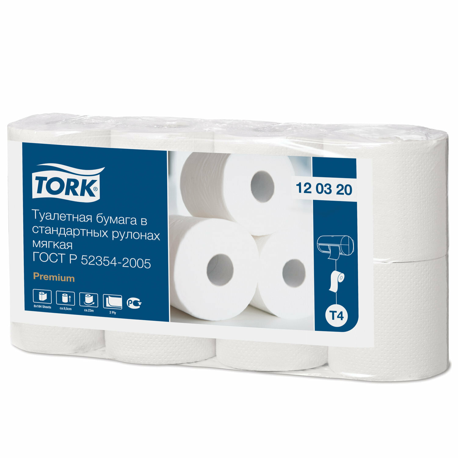 Туалетная бумага TORK Premium 2-слойная спайка 8 шт. х 23 м 120320 127835 22556