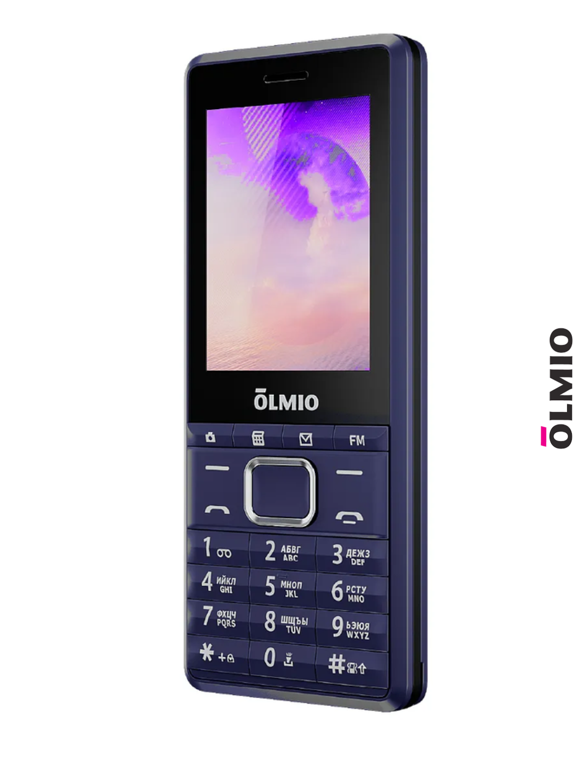 Телефон кнопочный OLMIO A25, с фонариком, для детей и работы, 2SIM, синий
