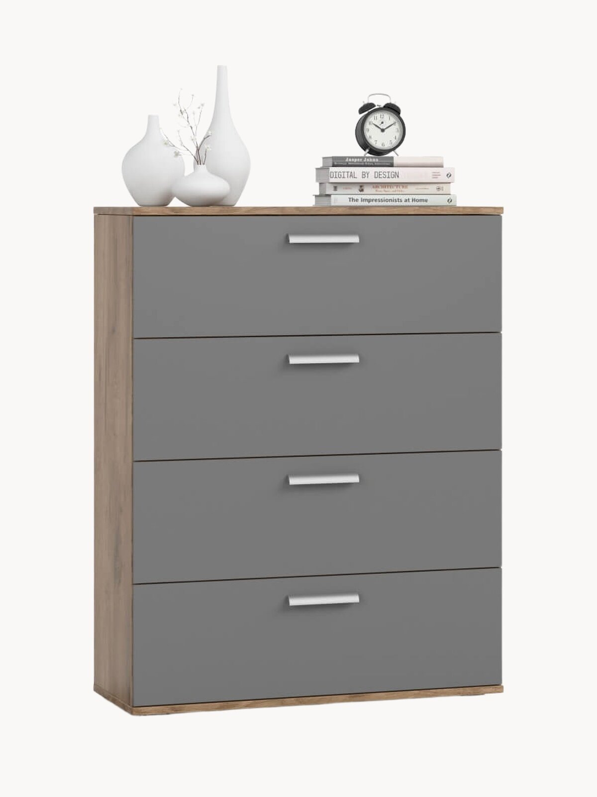 Комод LUX для одежды, с ящиками, цвет серый графит/крафт табачный, 80x43x108 см