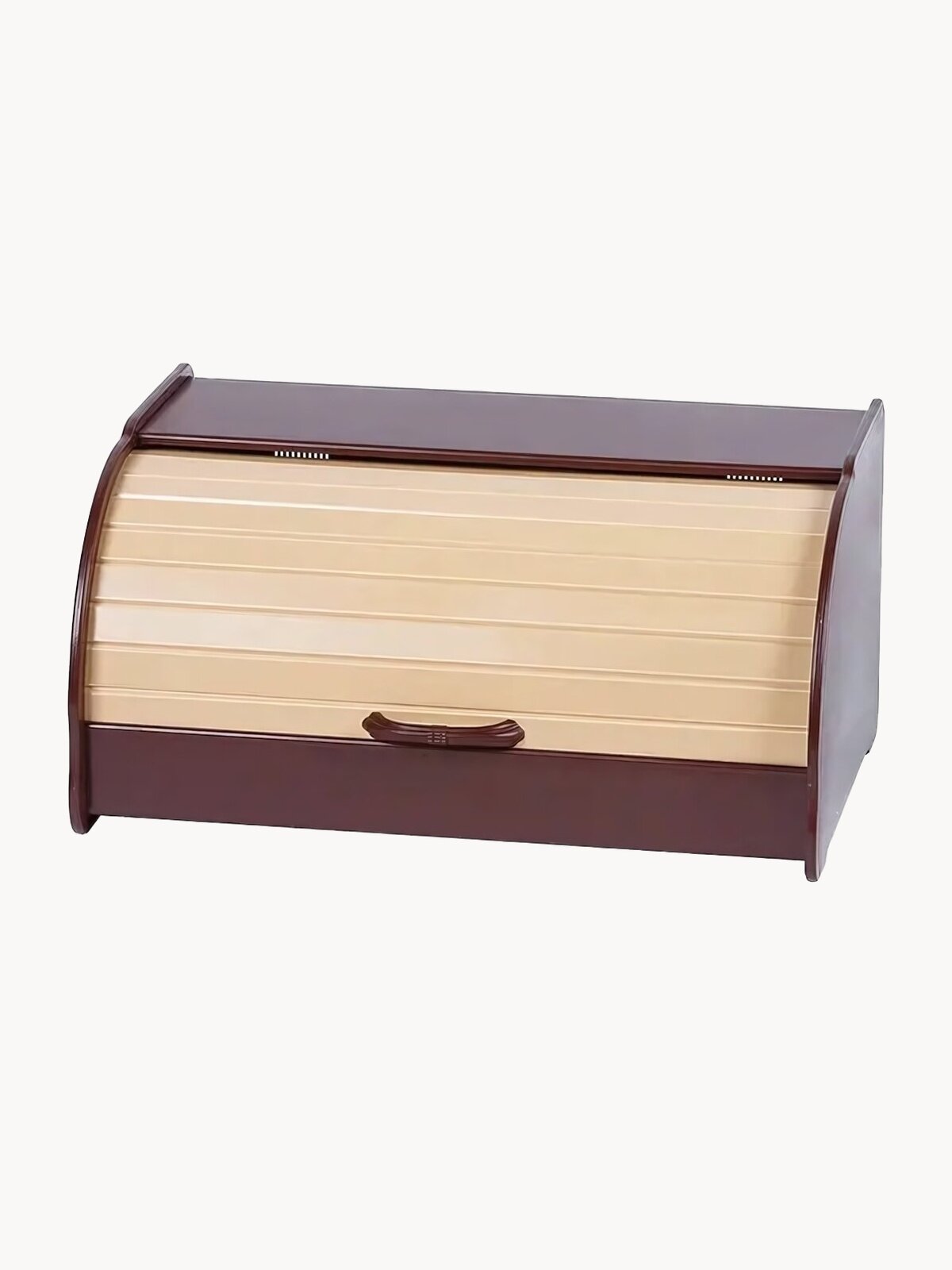 Хлебница пластиковая с крышкой, коричневая и светло-бежевый, для хранения хлеба