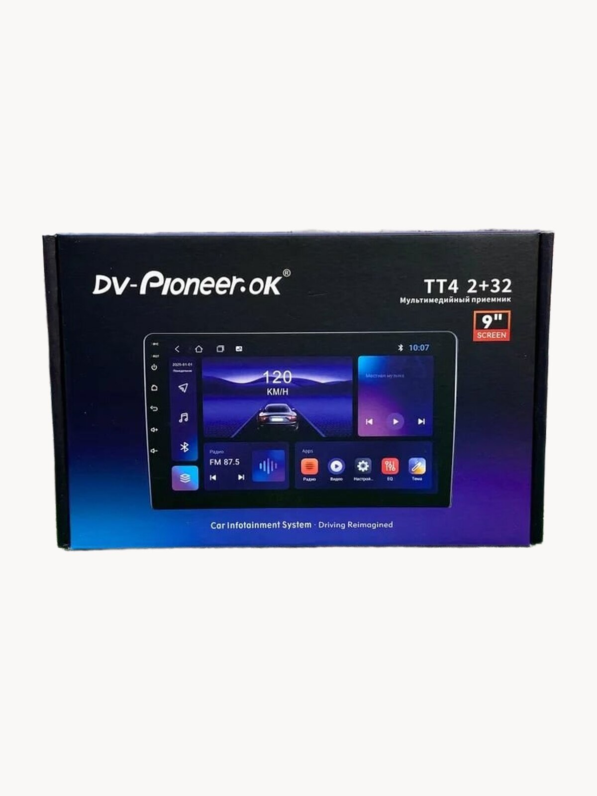 Магнитола Dv.Pioneer.Ok, 2 din, 9 дюймов, 3+32GB (4x55W, Bluetooth, WI-FI, GPS).